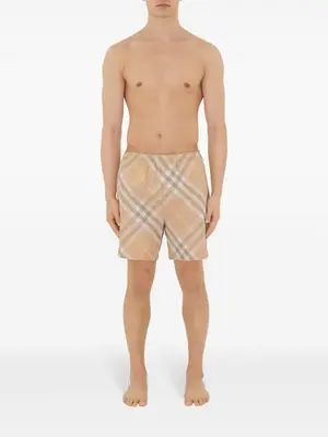 Burberry Checked Swim Shorts - Neutrals