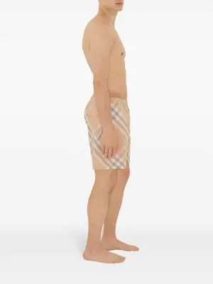 Burberry Checked Swim Shorts - Neutrals