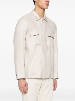 LARDINI Classic-collar Shirt Jacket - Neutrals