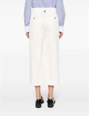 Thom Browne Pleated Cropped Trousers - White