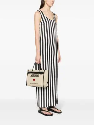 Moschino Logo-embroidered Canvas Tote Bag - Brown