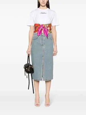 Moschino Teddy Bear Denim Midi Skirt