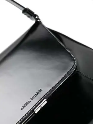 Amina Muaddi Leather Shoulder Bag - Black