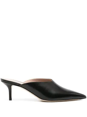 SCAROSSO Laura 60mm Leather Mules - Black