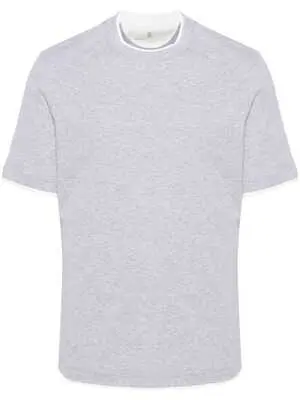 Brunello Cucinelli Contrast-trim T-shirt - Grey