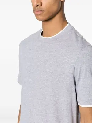 Brunello Cucinelli Contrast-trim T-shirt - Grey