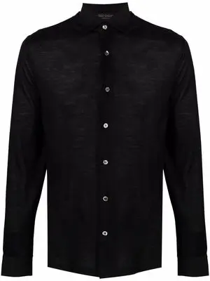 DELL'OGLIO Fine-knit Long-sleeve Shirt - Black