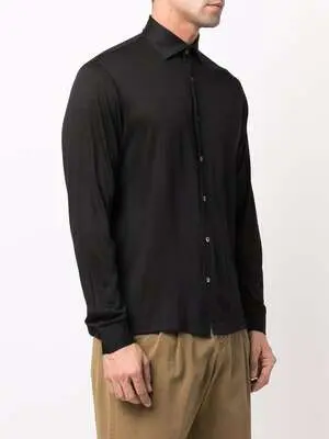 DELL'OGLIO Fine-knit Long-sleeve Shirt - Black