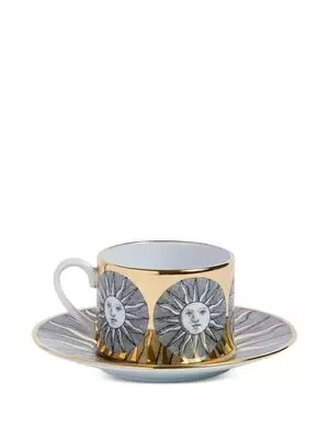 FORNASETTI Sole Tea Cup And Saucer - Grey