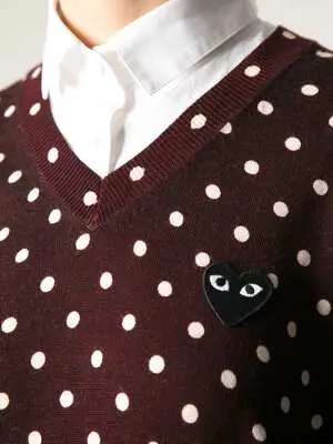 Play Comme Des Garcon Polka Dot Sweater - Red