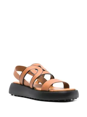 TOD'S Cut-out Leather Sandals - Brown