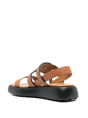 TOD'S Cut-out Leather Sandals - Brown