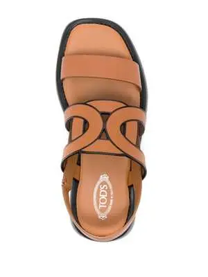 TOD'S Cut-out Leather Sandals - Brown