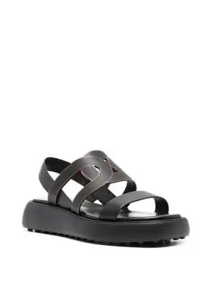 TOD'S Cut-out Leather Sandals - Black