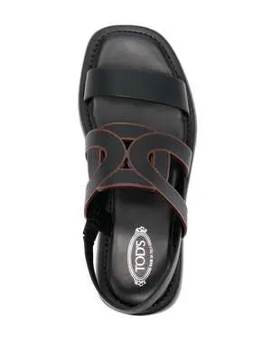TOD'S Cut-out Leather Sandals - Black