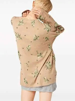 Miu Miu Floral-appliqué T-shirt