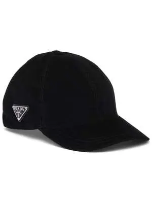 Prada Triangle-logo Corduroy Cap - Black