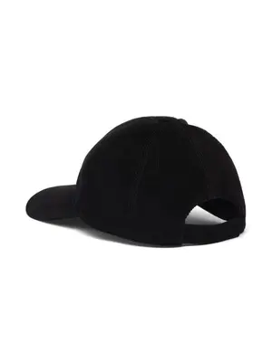 Prada Triangle-logo Corduroy Baseball Cap - Black