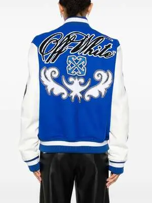Off-White Royal Logo Appliqué Varsity Jacket - Blue