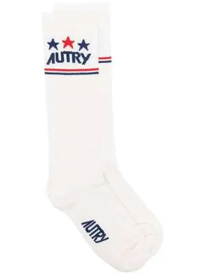 AUTRY Jacquard-logo Socks - Neutrals