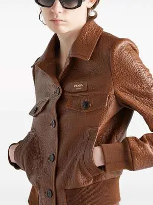 Prada Crocodile-embossed Leather Jacket