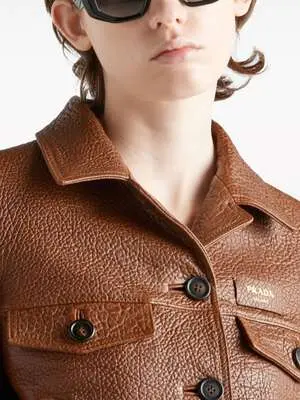 Prada Crocodile-embossed Leather Jacket