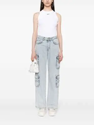 Off-White Embroidered Logo Ribbed Tank Top - White