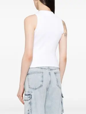 Off-White Embroidered Logo Ribbed Tank Top - White