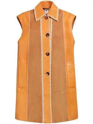 Marni Striped Whipstitch-trim Leather Waistcoat