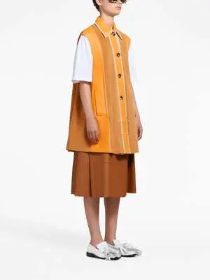 Marni Striped Whipstitch-trim Leather Waistcoat