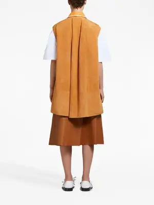 Marni Striped Whipstitch-trim Leather Waistcoat