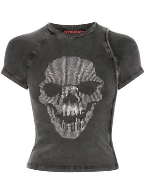 Ottolinger Rhinetone-Embellihed Motif T-Hirt In Grey - 31% Off