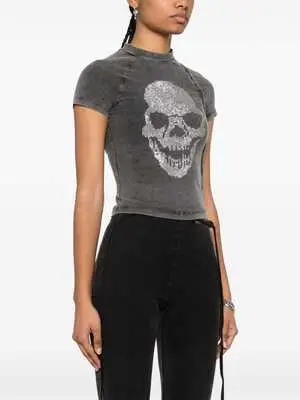 Ottolinger Rhinetone-Embellihed Motif T-Hirt In Grey - 31% Off
