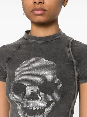 Ottolinger Rhinetone-Embellihed Motif T-Hirt In Grey - 31% Off