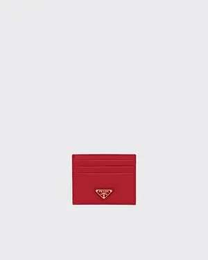 Prada Saffiano Leather Card Holder Fiery Red