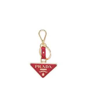 Prada Saffiano Leather And Metal Keychain - Red