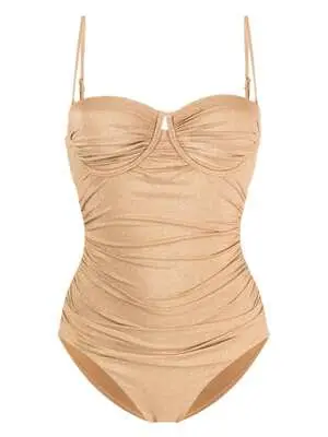 Zimmermann Junie Lurex Gathered Swimsuit - Gold
