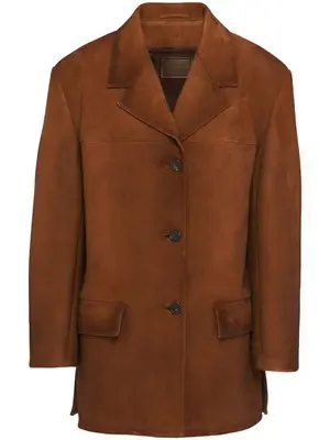 Prada Single-breasted Suede Blazer - Brown