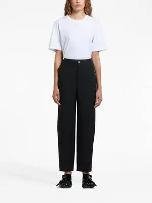 Marni Logo-embroidered Tapered Trousers - Black