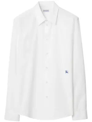 Burberry Logo-embroidered Poplin Shirt - White