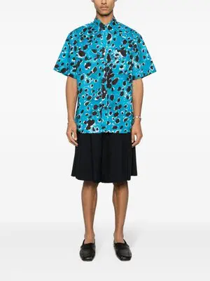 Marni Abstract-print Cotton Shirt - Blue