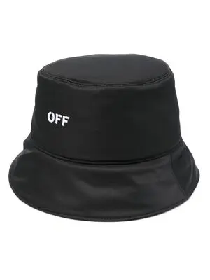 Off-White Embroidered Bucket Hat - Black