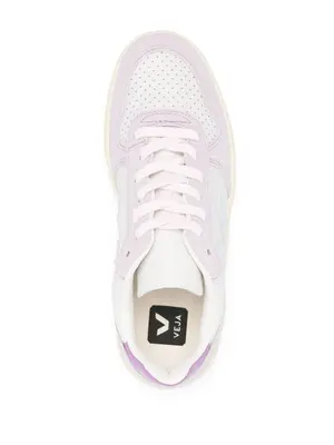 VEJA V-10 Panelled Leather Sneakers - White
