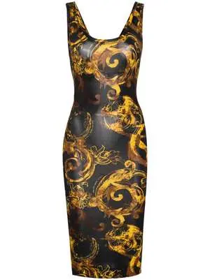 Versace Watercolour Couture-print Midi Dress
