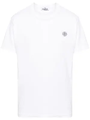 Stone Island Compass-appliqué Cotton T-shirt - White