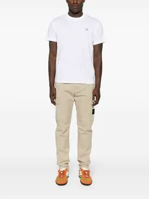 Stone Island Compass-appliqué Cotton T-shirt - White
