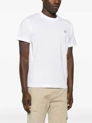 Stone Island Compass-appliqué Cotton T-shirt - White