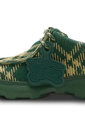 Burberry Check-print Derby Shoes - Green