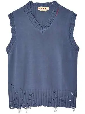 Marni Distressed V-neck Knit Vest