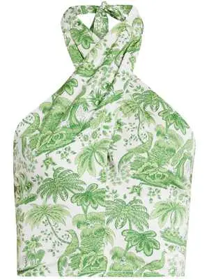 Staud Kai Botanical-print Halterneck Top